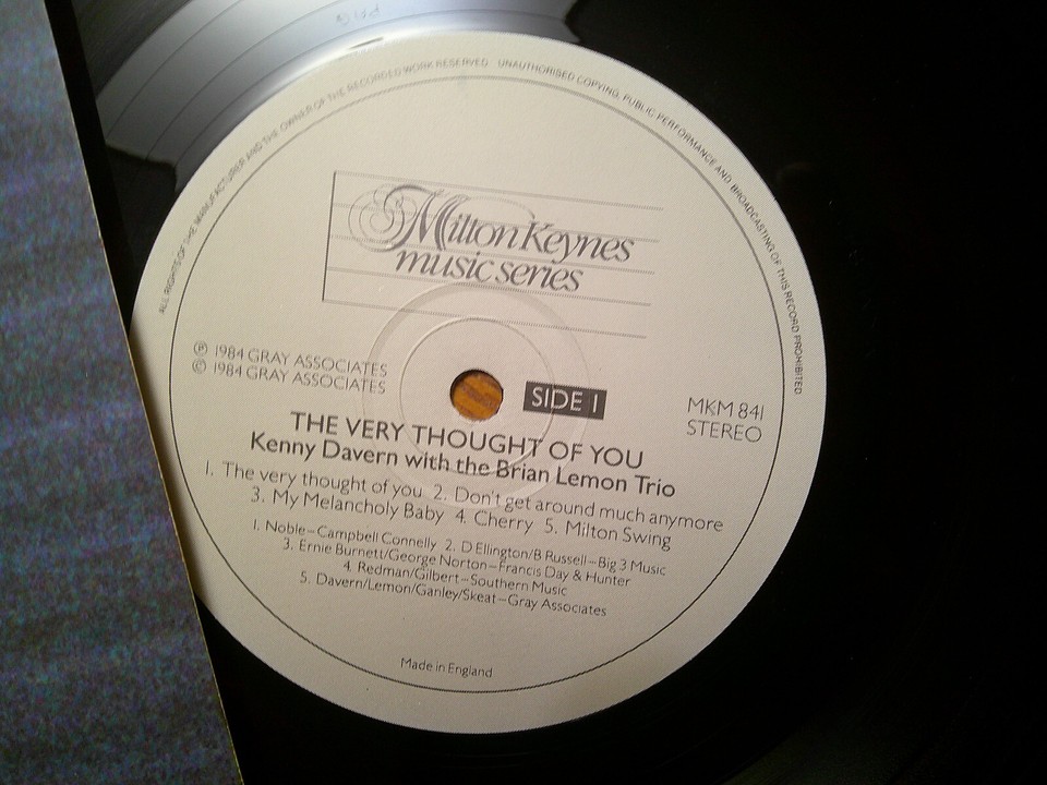UK MILTON KEYNES LP RECORD/KENNY DAVERN,BRIAN LEMON TRIO/THE VERY ...
