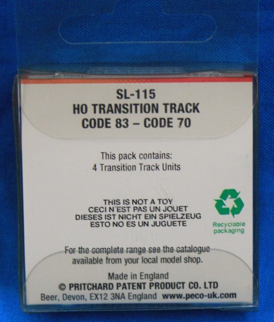 HO Scale - PECO STREAMLINE SL-115 Code 83 to Code 70 - Transition Track ...