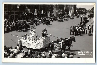 Huron South Dakota SD Postcard RPPC Photo July 4th Parade Y W C A Girl ...