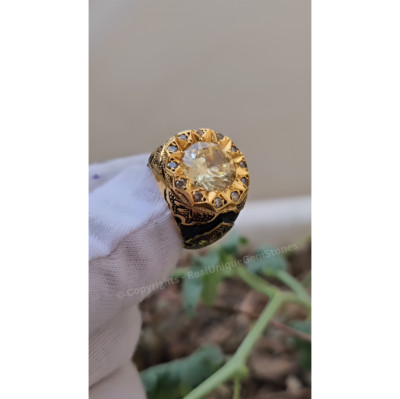 Yellow Moissanite Gold Plated Mens Ring Pure Sterling Silver 925 ...