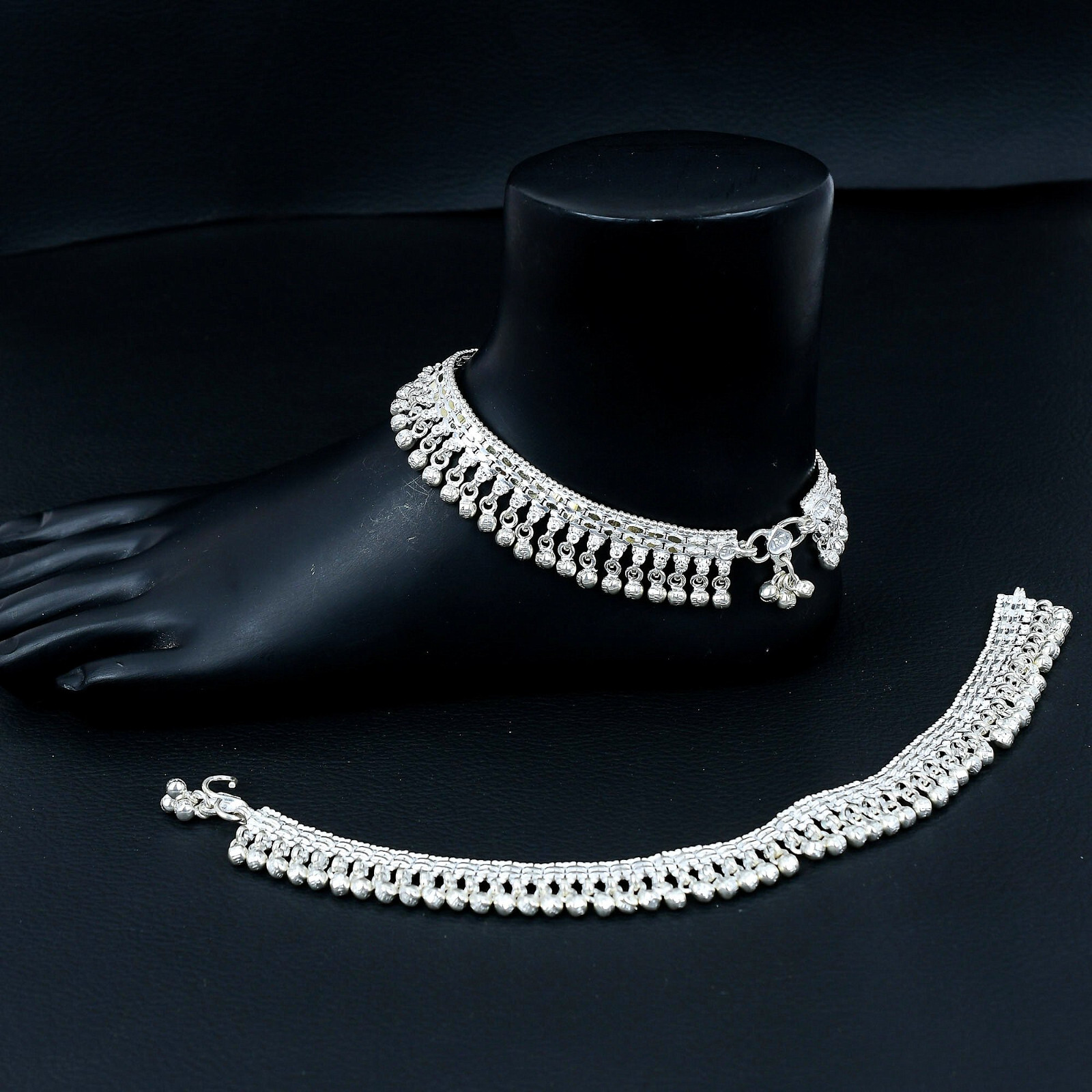 Handmade pure Silver Indian Payal With Noisy Jingle Bells Gorgeous ...