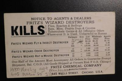 Mint USA Advertising Postcard Fritz Wizard Destroyers Bug Chemical ...