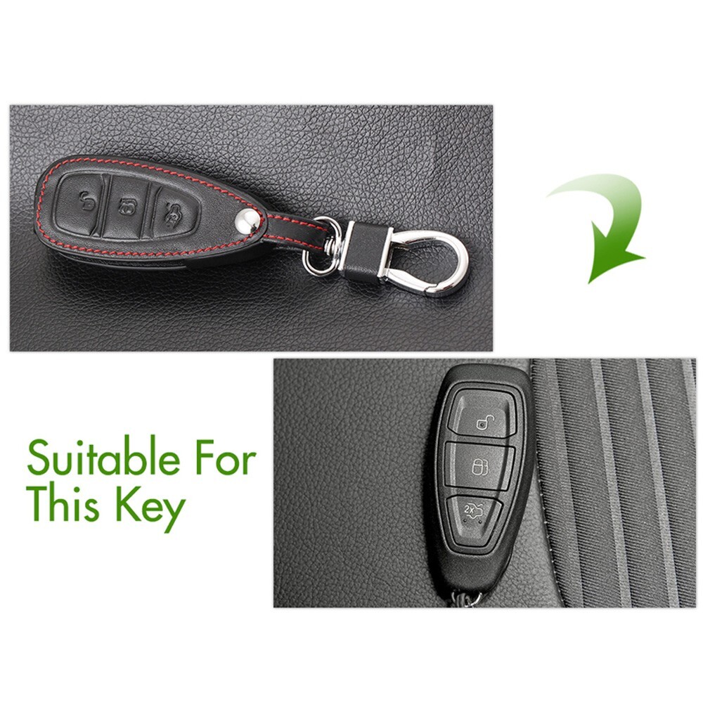 Leather Keychain Ring Key Case for Ford Focus MK3 MK4 Kuga Ecosport New ...