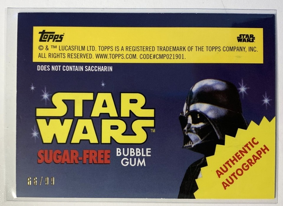2017 Star Wars Bubble Gum Auto Angus MacInnes as Jon Dutch Vander #66/ ...