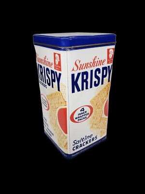 Vintage Sunshine Krispy Crackers Tin USA English Spanish Graphics ...