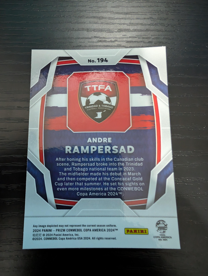 2024 Panini Soccer Prizm Copa America Andre Rampersad #194 RC | eBay