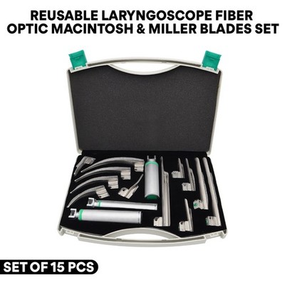 Intubation Kit Fiber Optic Macintosh & Miller Blades 3 Handles ...