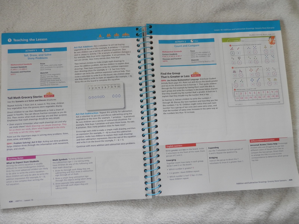 Volume 1 & 2 Math Expressions Grade K Teacher Edition -Houghton Mifflin ...