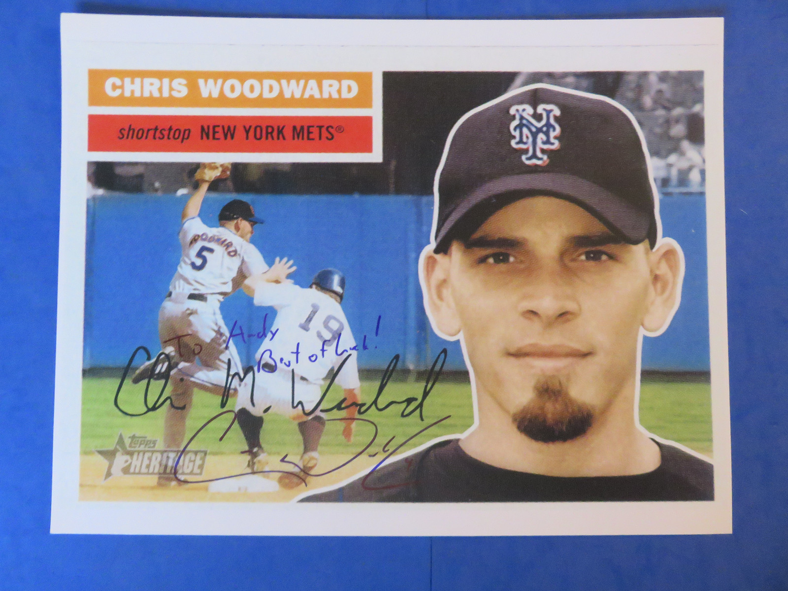 CHRIS WOODWARD SIGNED 8x10 PHOTO OF BASEBALL CARD ~ NY METS | eBay