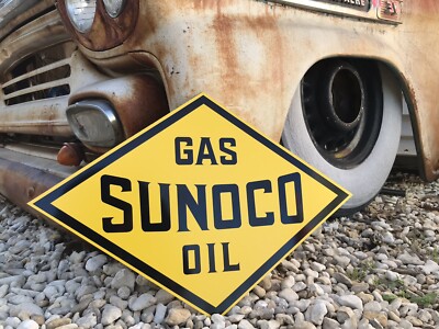 Antique Vintage Old Style Sunoco Gas Oil Sign | eBay