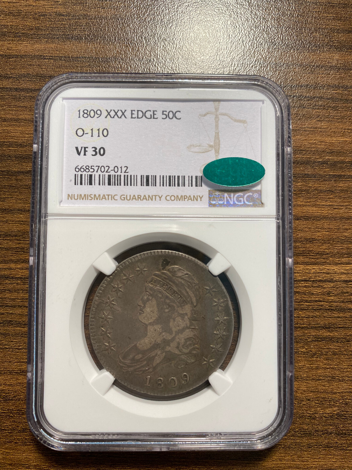 1809-P 50C Overton 110 XXX Edge Capped Bust Half Dollar 50C NGC VF 30 ...