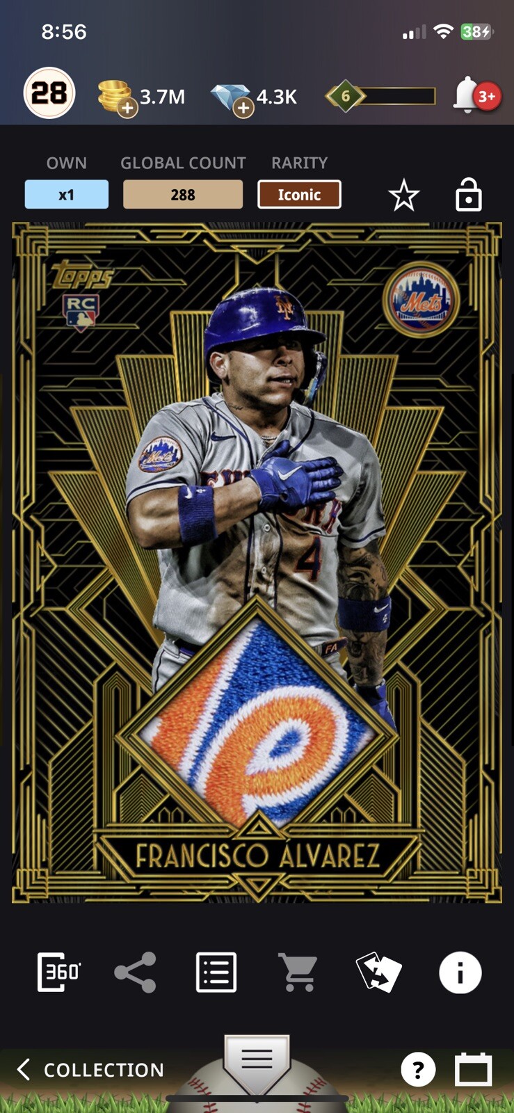 [DIGITAL CARD] Topps Bunt 23 FRANCISCO ALVAREZ ICONIC DECO GOLD RELIC ...