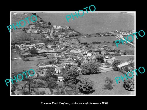 OLD 8x6 HISTORIC PHOTO OF BARHAM KENT ENGLAND AERIAL VIEW OF TOWN c1930 ...