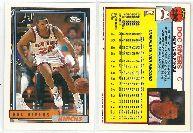 1992-1993 Topps Doc Rivers #290 New York Knicks Basketball Card | eBay