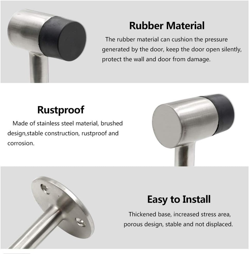 3 Inch / 75mm Heavy Duty Floor Stop, Door Stopper Stainless 1 Pieces, 3 ...