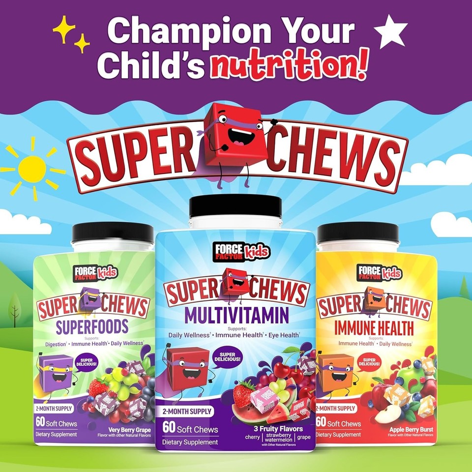 Kids Multivitamin Super Chews 2-Pack – 18 Essential Vitamins Immune ...