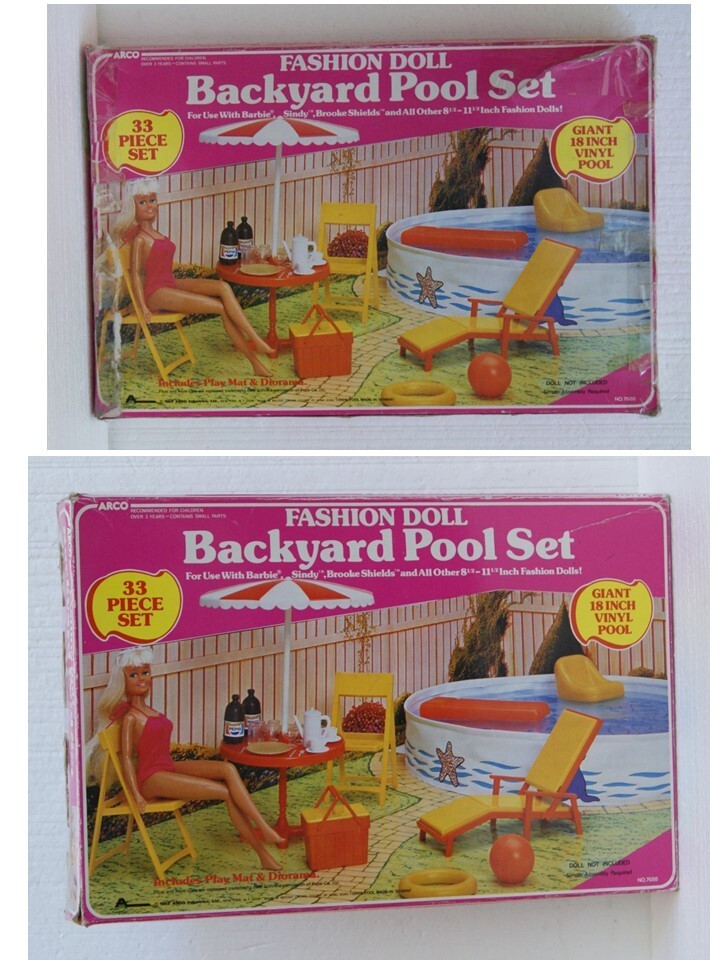 Vintage 1983 Arco Backyard Pool Pepsi Table with Umbrella Chairs | eBay