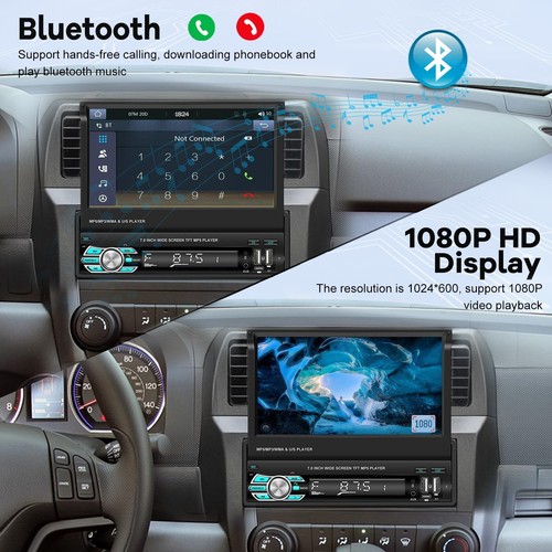 Single Din Flip Out Screen Car Stereo with Wireless Carplay and Android ...