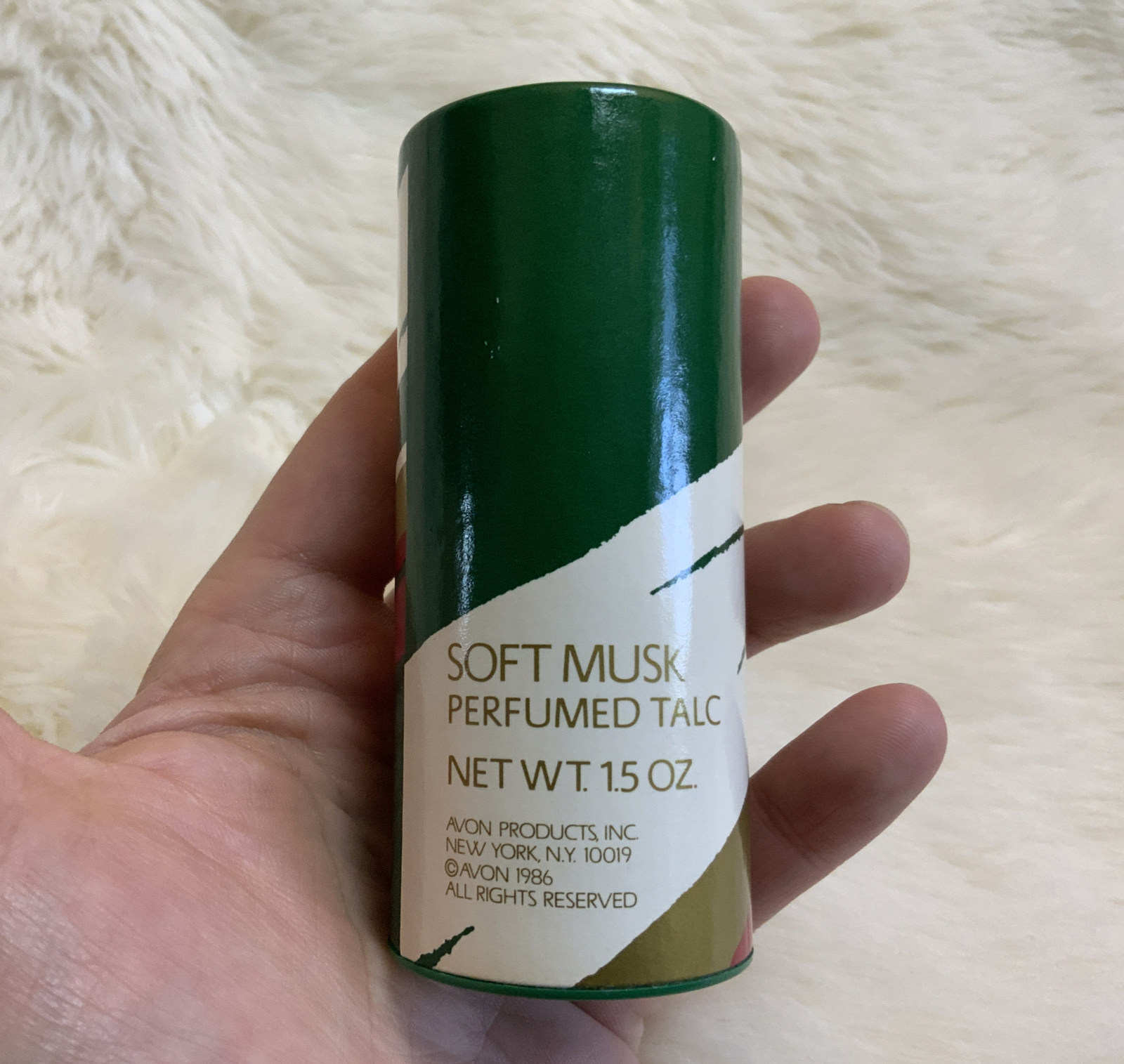 Avon Soft Musk Perfumed Talc 1986 Vintage Green Container 80% Full 1 ...