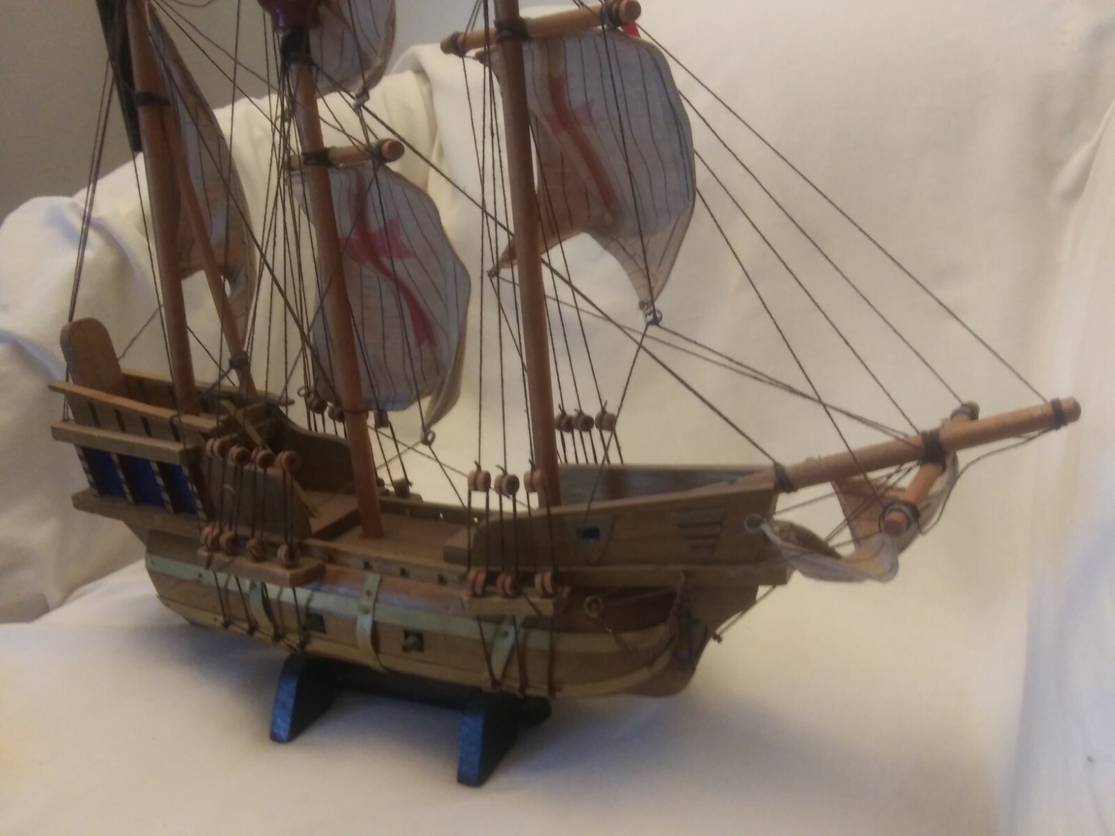 Vintage Wooden Sailing Ship Model Santa Maria 1492 Christopher Columbus ...