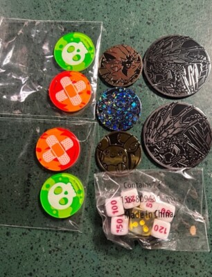 POKEMON TCG COINS W/PLAYING DICE AND DAMAGE COUNTER CHIPS | eBay