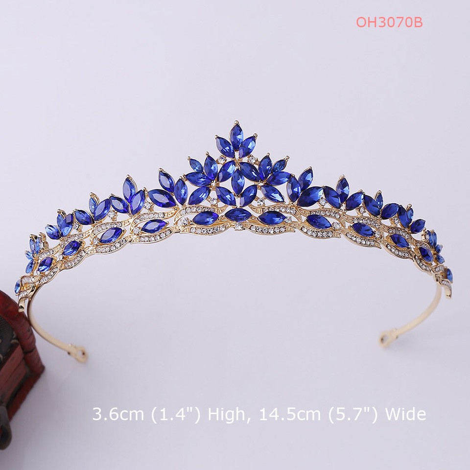 72 Styles Blue Crystal Queen Princess Tiara Crown Wedding Princess For ...