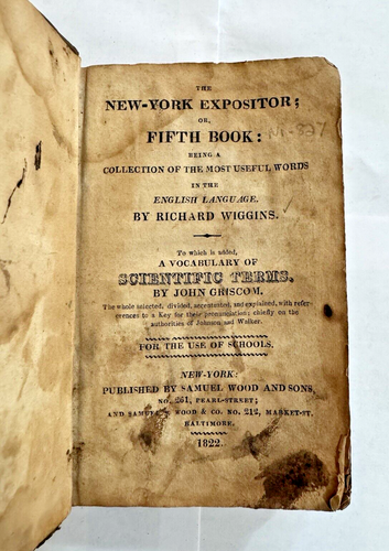 New York Expositor, Fifth Book, Richard Wiggins & John Griscom. 1822 | eBay