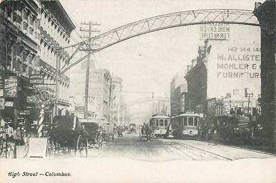 Columbus, Ohio Postcard High Street Trolley Light Arch Carriages c 1905 ...