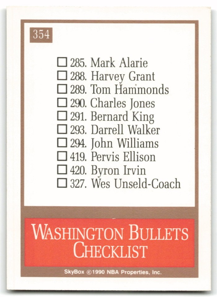 1990 SkyBox #354 Washington Bullets TL, CL Washington Bullets | eBay