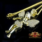 MENS LADIES 10K REAL SOLID YELLOW GOLD BABY HOLY ANGEL CHARM PENDANT ...