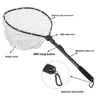 Fly Fishing Landing Net Rubber Trout Catch and Release Net Light Weight ...