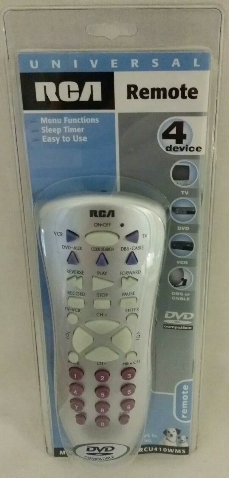RCA Universal 4 Device VCR CBL DVD TV Remote Control Multi Brand Use ...