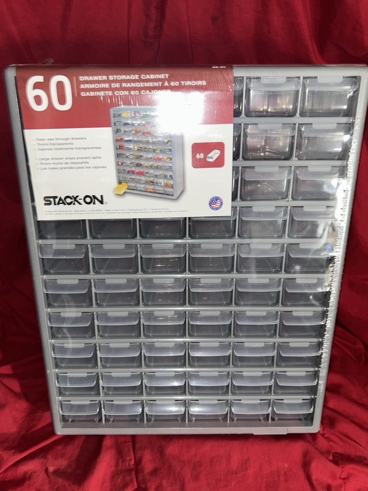 Stack-On Hardware & Craft Storage Cabinet 60 Drawer Organizer Made In ...