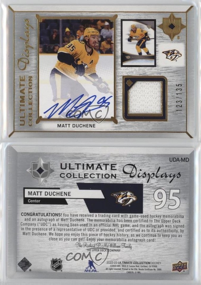 2023 Ultimate Collection 2022-23 Update Displays Jersey Matt Duchene ...