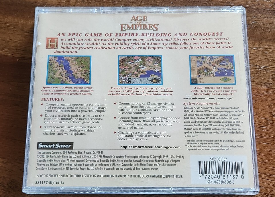 Age of Empires PC CD-ROM Game Windows Smart Saver Edition 2001 | eBay