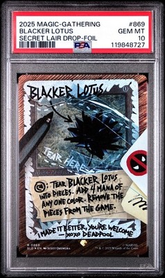 2025 MTG Deadpool Secret Lair #869 Blacker Lotus PSA Gem Mint 10 Magic ...