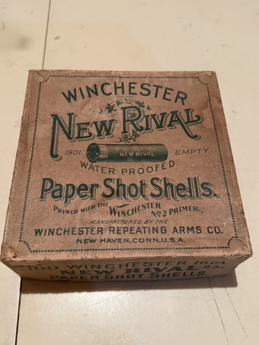 RARE VINTAGE 1901 WINCHESTER NEW RIVAL 16 GAUGE 2-9/16 PAPER SHOTSHELL ...