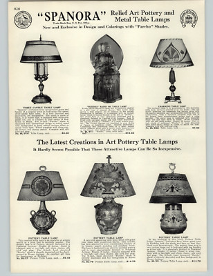 1932 PAPER AD Spanora Relief Art Pottery Table Lamps | eBay