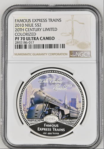 2 DOLLARS 2010 NIUE FAMOUS EXPRESS TRAINS 20TH CENTURY LIMITED AG PROOF ...
