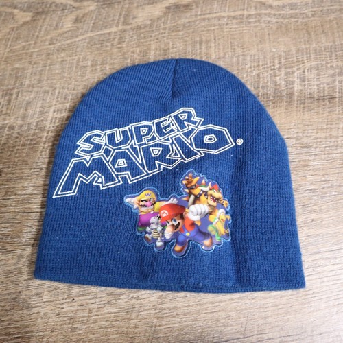 Super Mario Bros Blue Beanie Hat Power Up! Nintendo Graphic Gaming | eBay