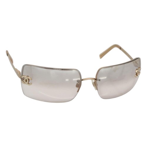 CHANEL COCO Mark Sunglasses metal Gold CC Auth sw359 | eBay
