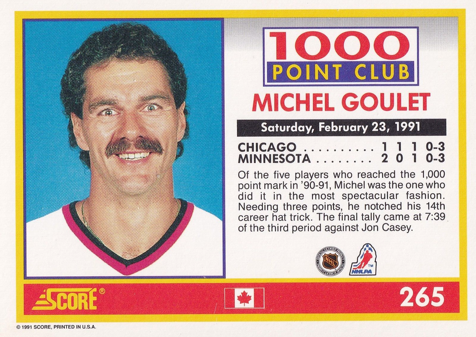 1991-92 Score #265 Michael Goulet- Chicago Blackhawks + Yes 4 Free ...