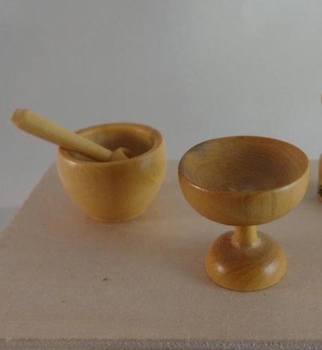Fine Turned Wood Treenware Bowl, Ladle, and Compote Dollhouse ...