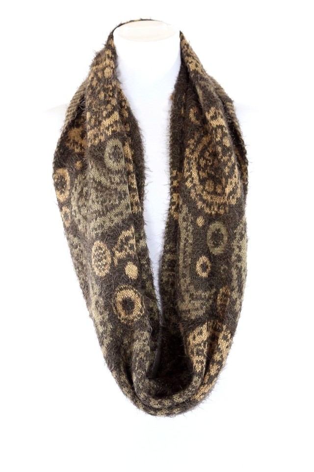 Eternity Reversible Long Faux Fur Paisley Brown & Beige Infinity Scarf ...