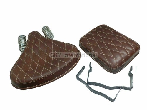 Front & Rear Seats For Royal Enfield Bullet Diamond Cut Design Brown ...