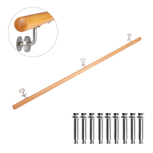 1/1.5/2m Handrail Wood Stair Grab Handle Rail Bar Balustrade Staircase ...