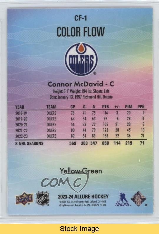 2023-24 Upper Deck Allure Color Flow Yellow Green Connor McDavid #CF-1 ...