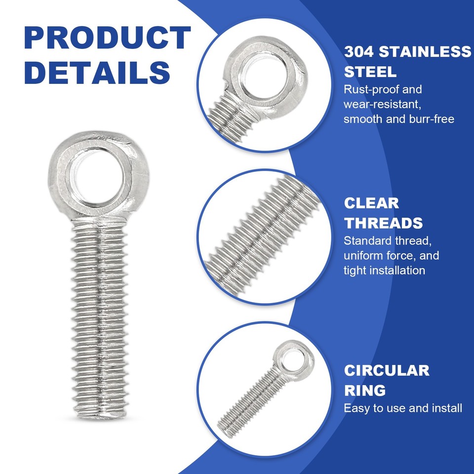 5Pcs M5x23mm Machinery Lifting Shoulder Eye Bolts Threaded Screw ...