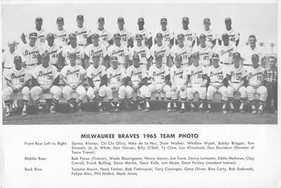WI~WISCONSIN~MILWAUKEE~MILWAUKEE BRAVES 1965 BASEBALL TEAM PRINT 9X6 | eBay