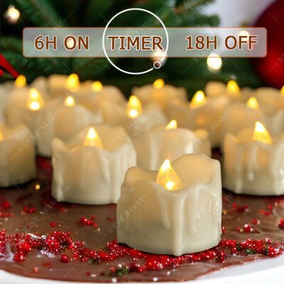 24PCS Flickering Led Tea Lights Candles FLAMELESS Battery Operated with ...